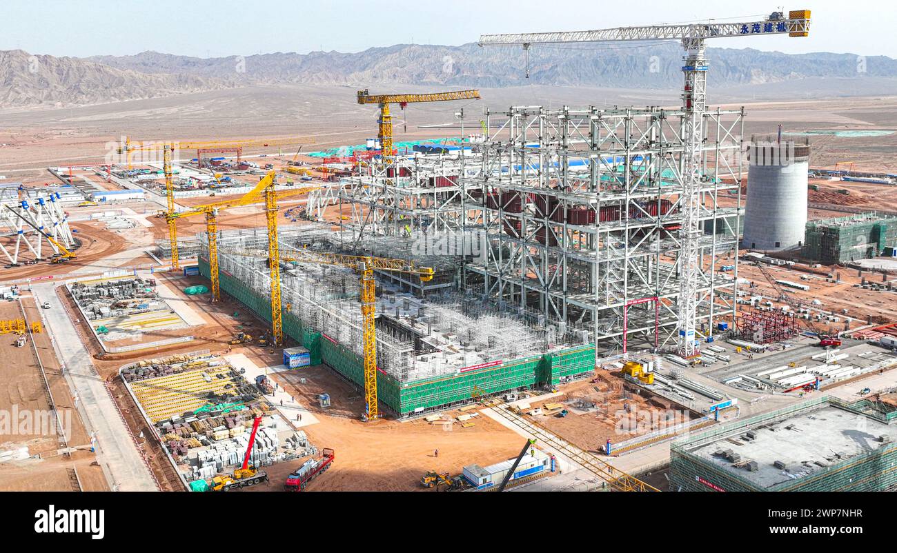 ZHANGYE, CHINA - MARCH 6, 2024 - Large machinery works at the steel ...