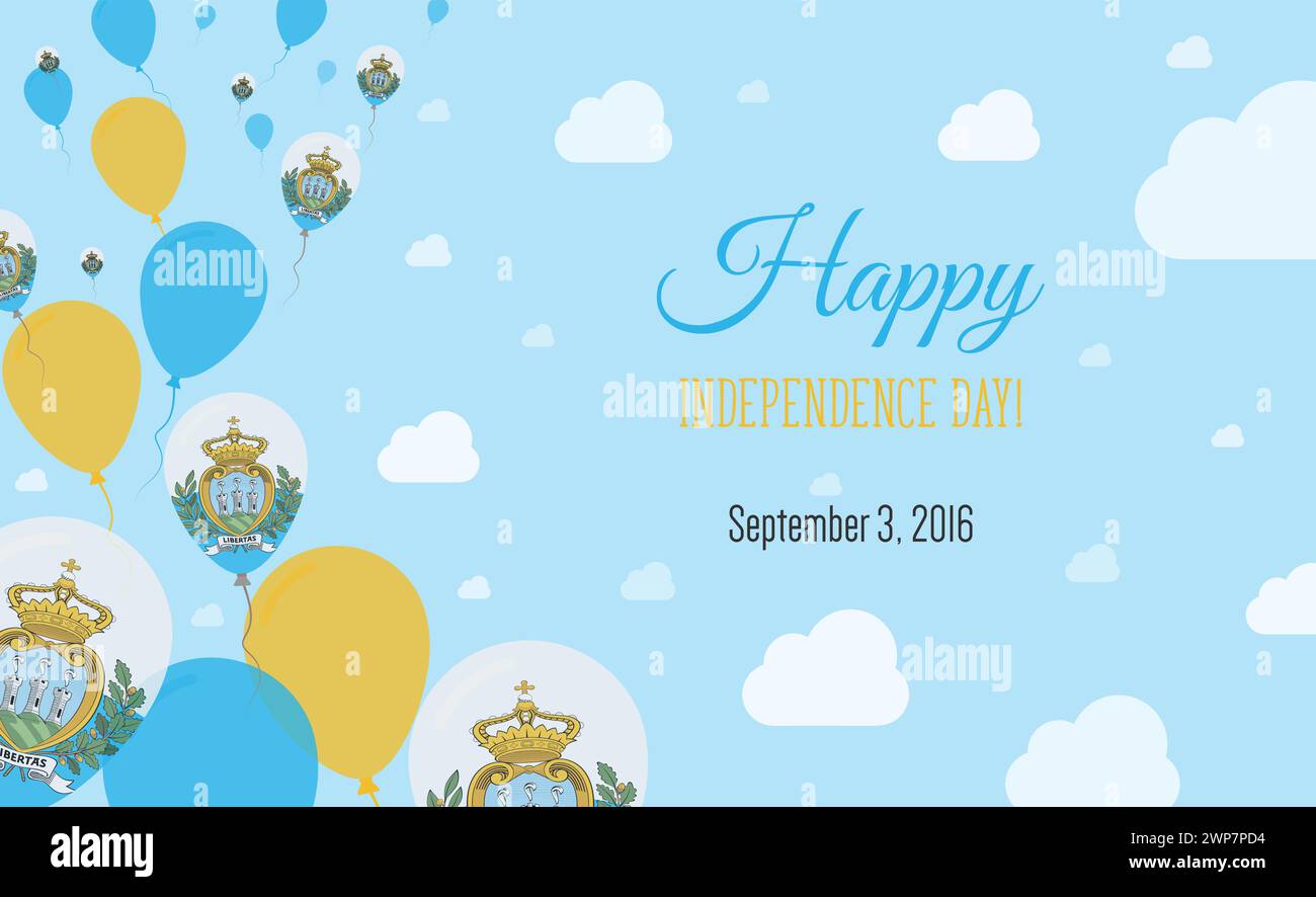 San Marino Independence Day Sparkling Patriotic Poster. Row of Balloons ...