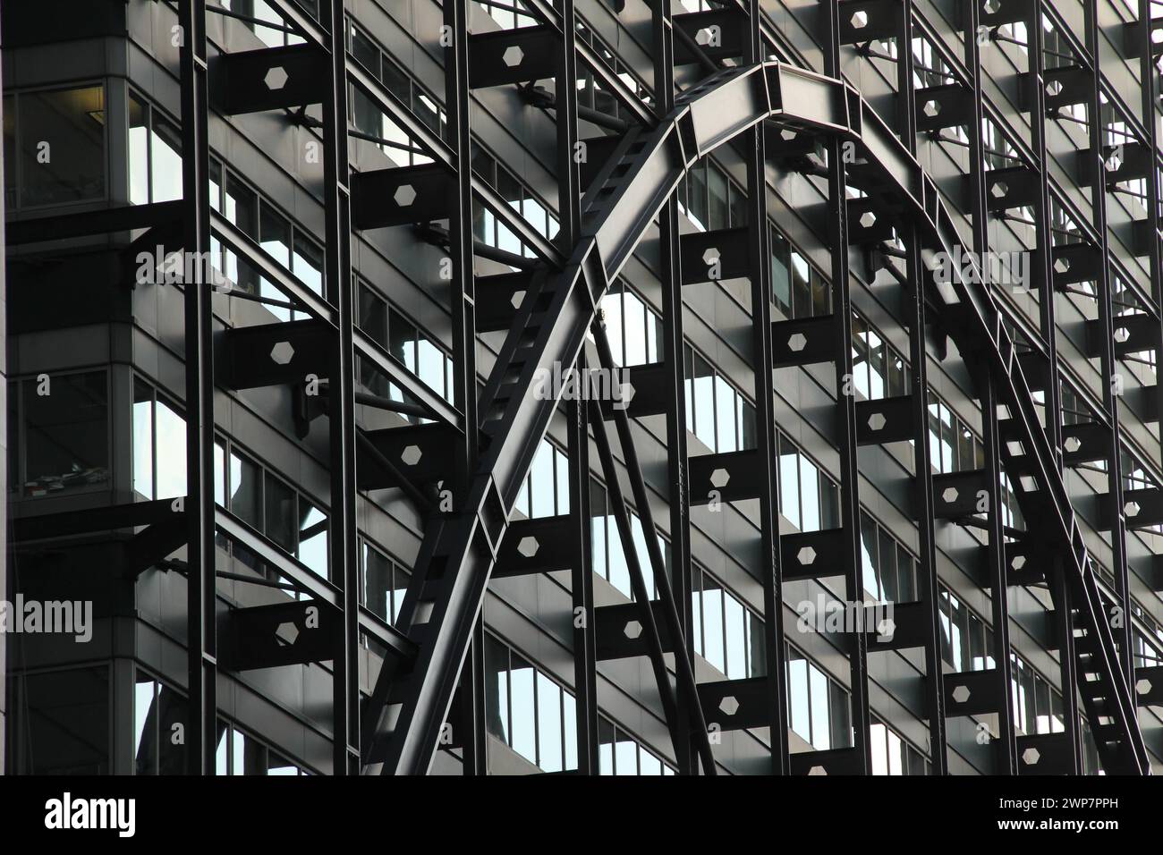 Contemporary city building with numerous windows, urban architecture in ...