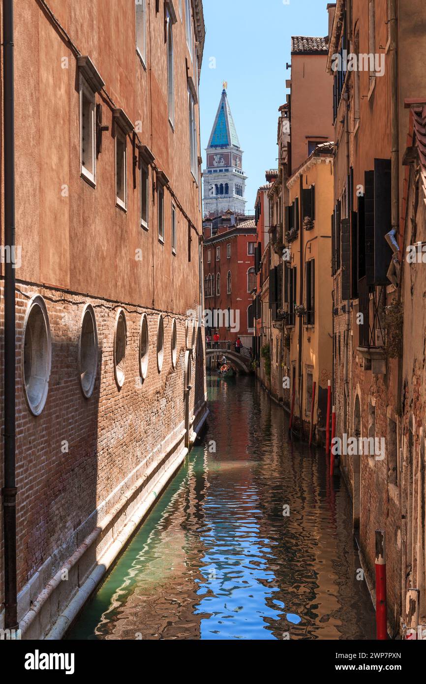 VENICE, ITALY - MAY 18, 2018: This is one of the narrow intra-block ...