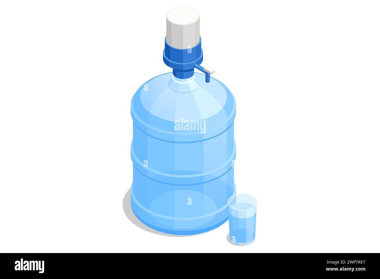 Isometric Large Bottle Of Water With The Pump Isolated On A White