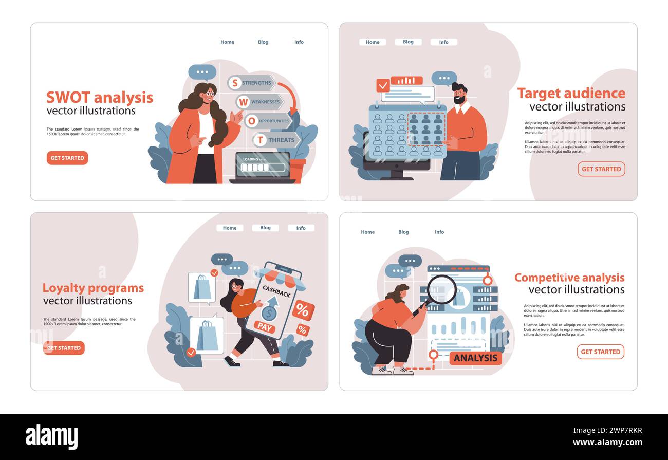 Business strategy set. Executives explore SWOT analysis, target ...