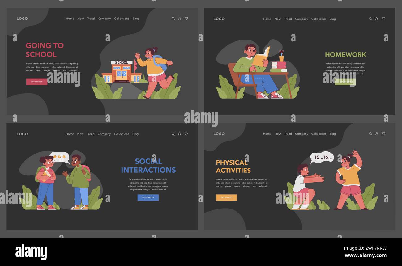 Child's daily routine set. Kids experiencing daily routine moments ...