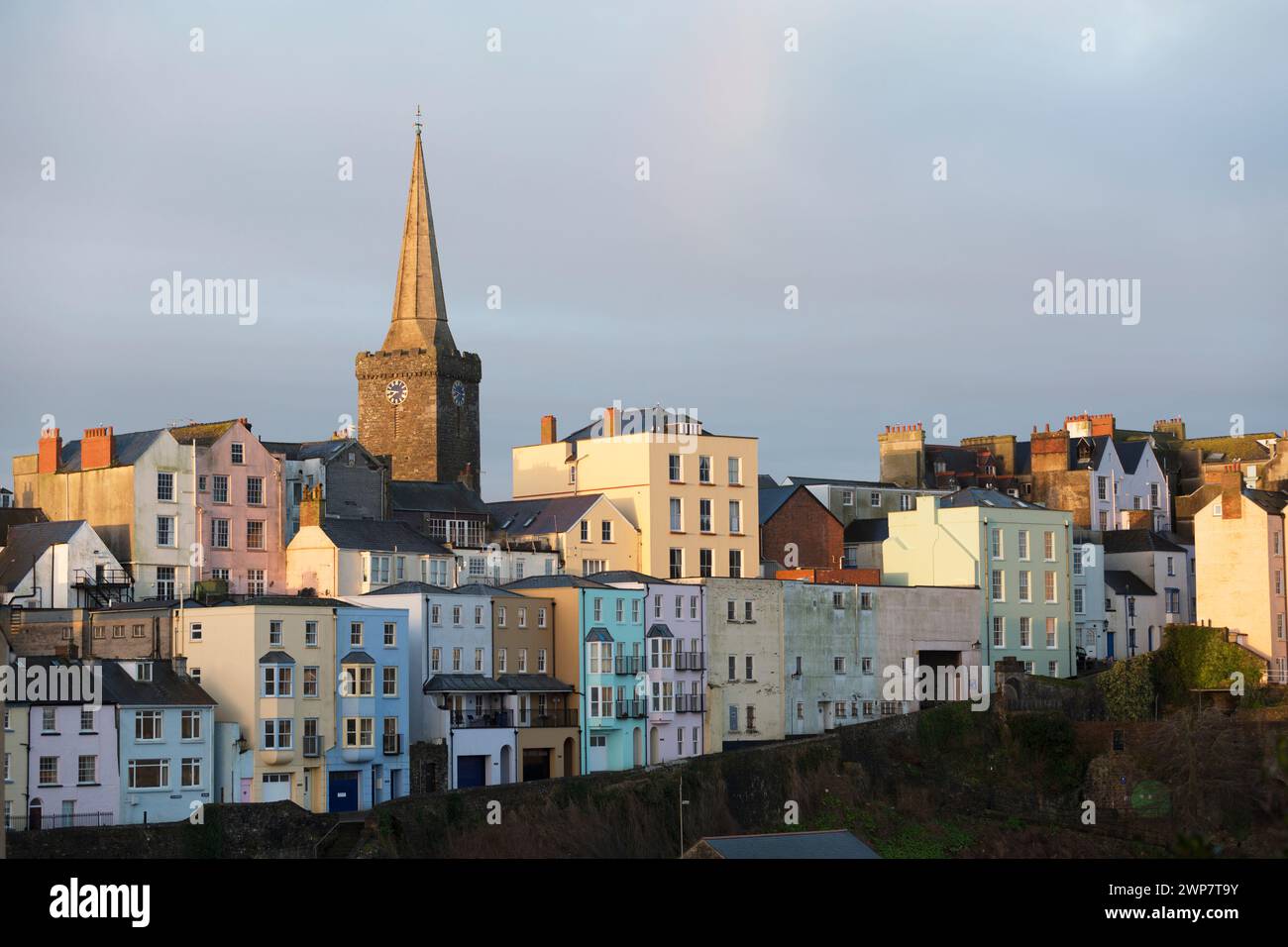UK, Wales, Tenby, view from the harbour, early morning Stock Photo - Alamy
