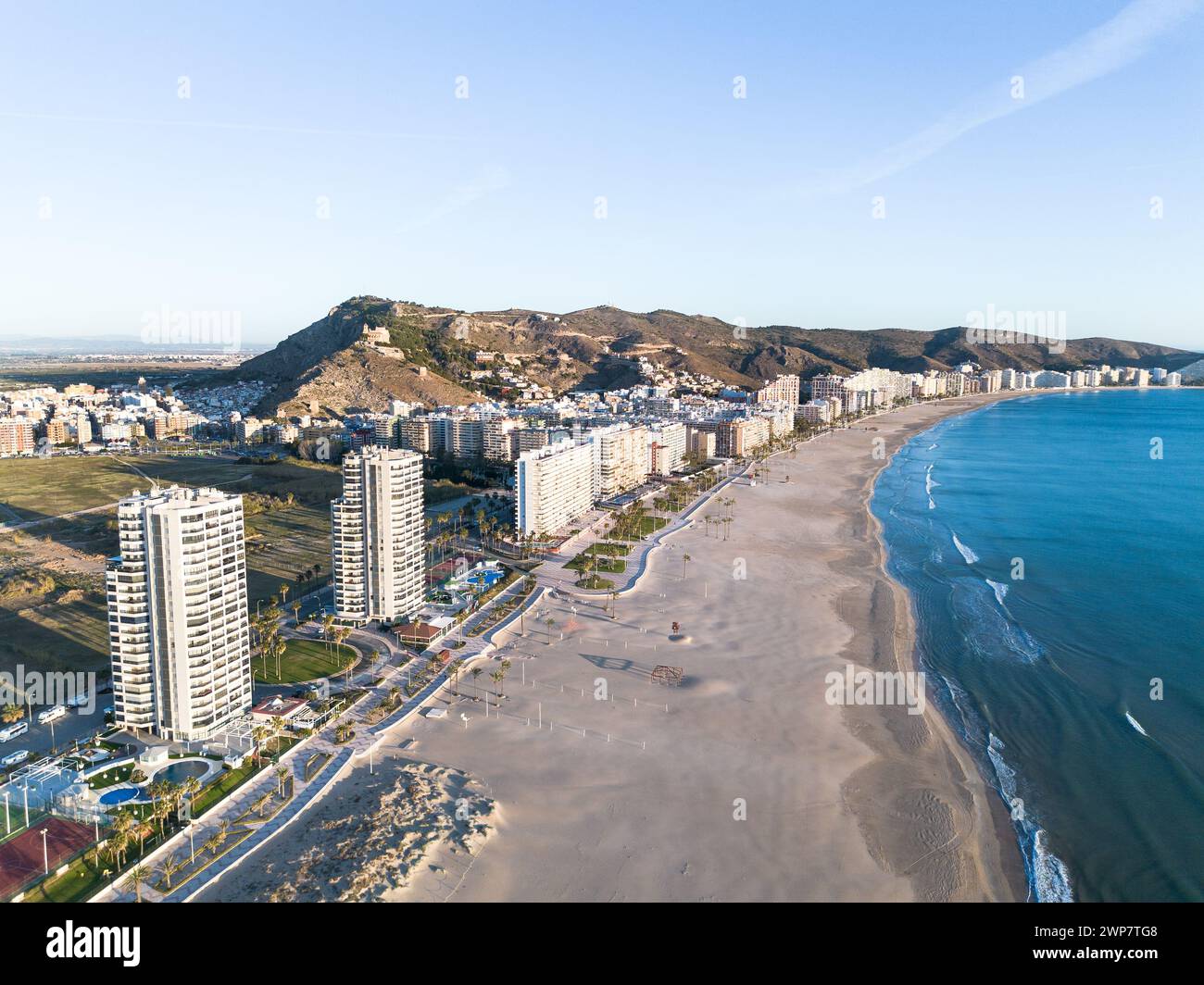 Aerial view of Cullera, summer travel destination in the mediterranean ...