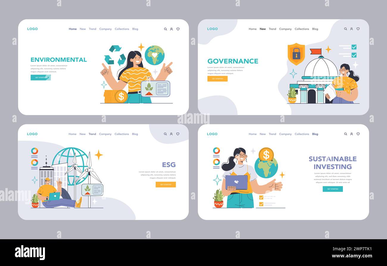 ESG web or landing set. Exploring Environmental, Social, Governance ...
