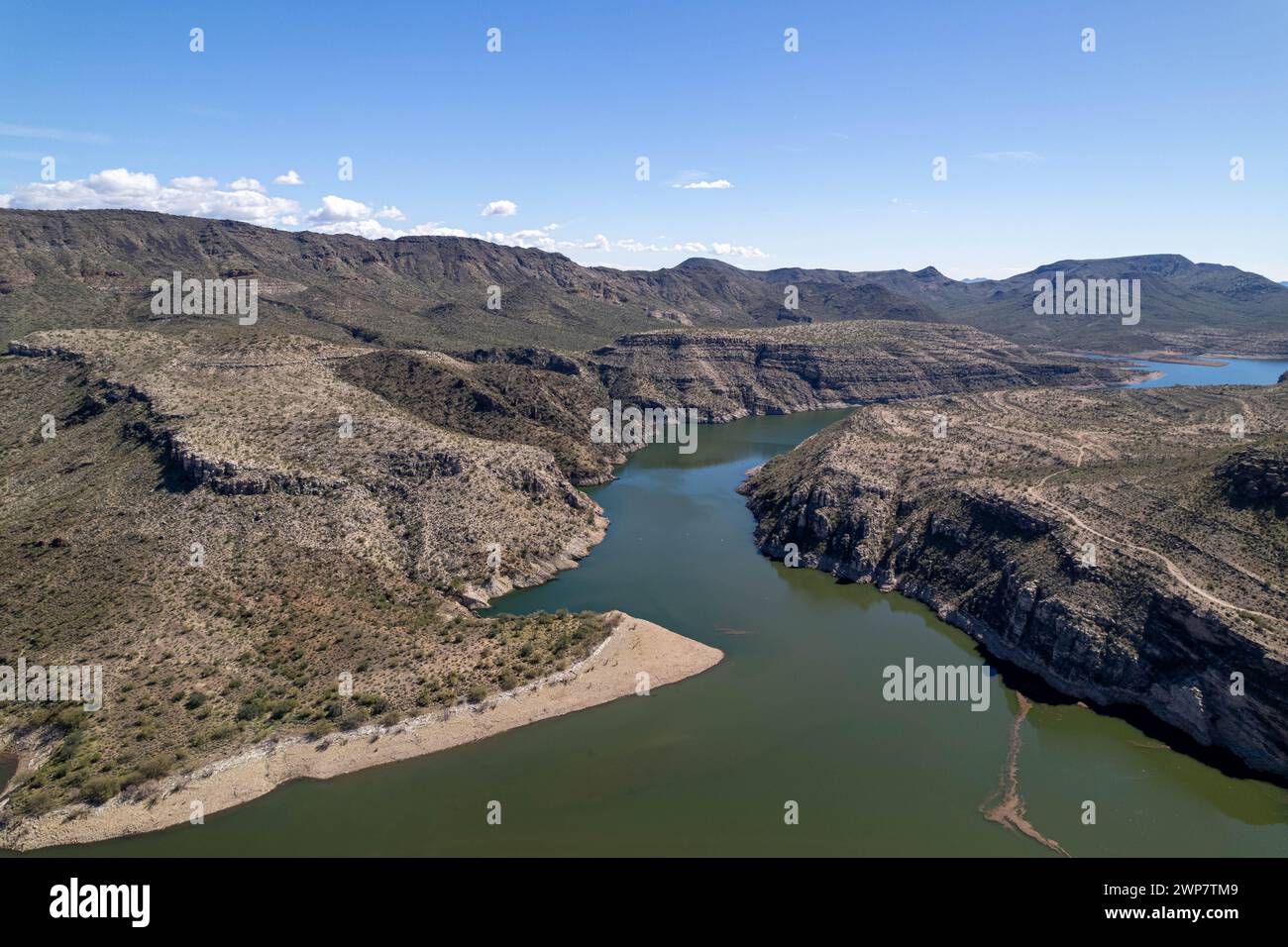 Aerial view overlooking Agua Fria River in Arizona Stock Photo - Alamy