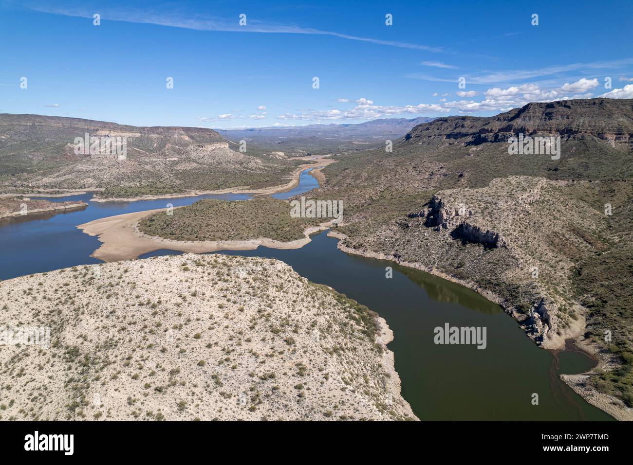 Aerial view overlooking Agua Fria River in Arizona Stock Photo - Alamy