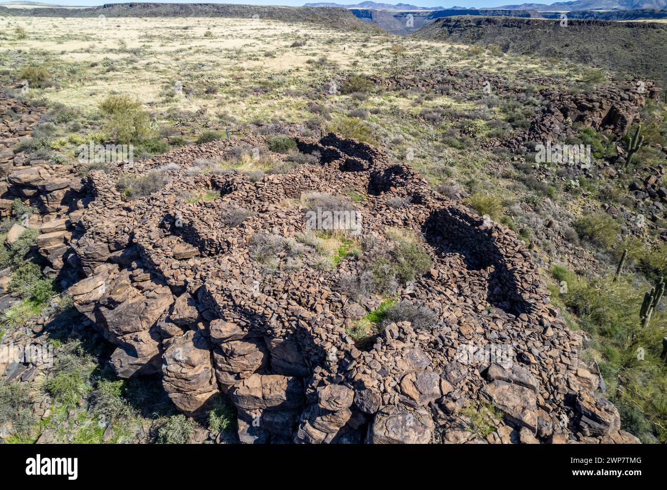 Native American Ruins Overlooking Black Canyon City Arizona Stock Photo ...
