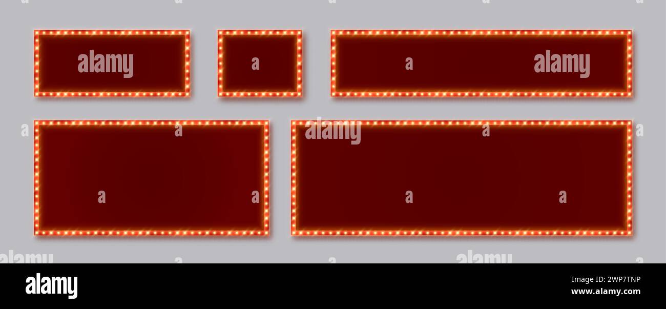 Marquee frames with red border, retro casino sign boards with burgundy ...
