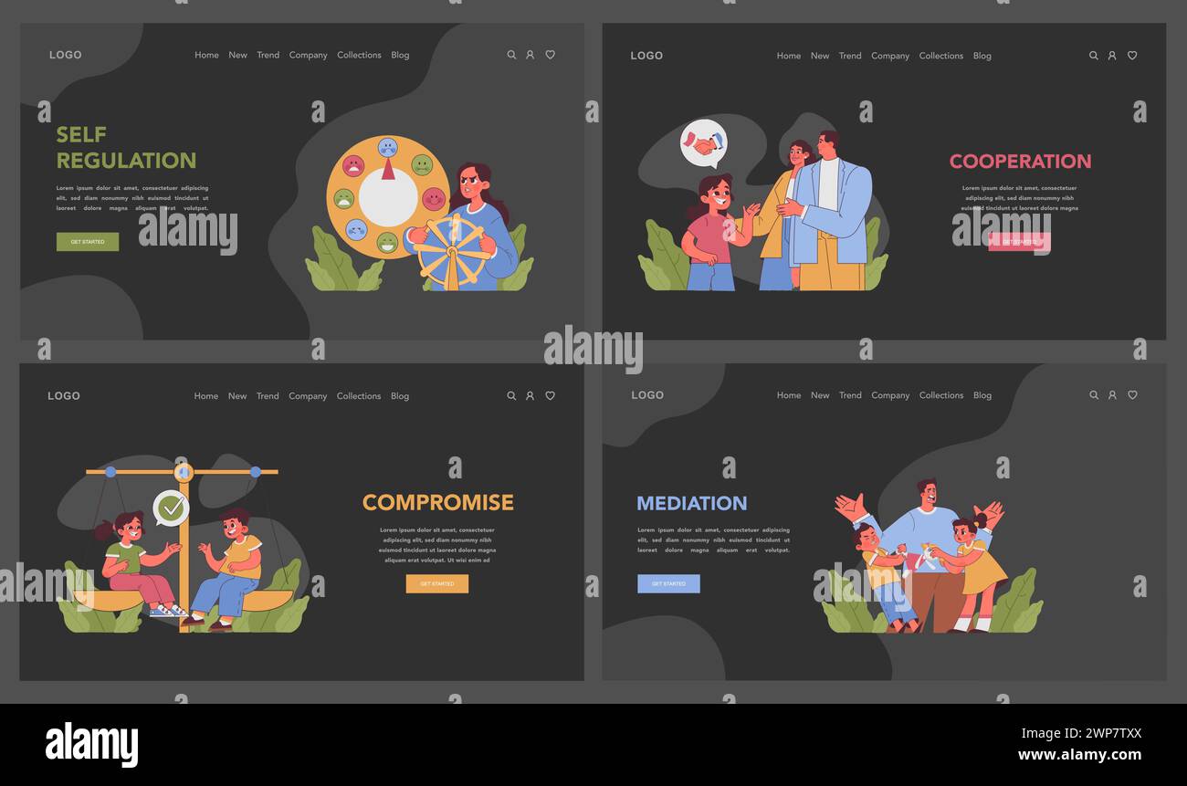 Conflict Resolution set. Harmonious interactions showcased through ...