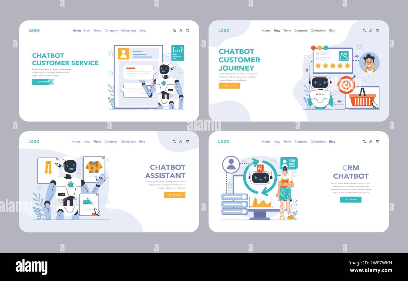 Chat bot web or landing set. AI-powered customer service. Online ... Chat bot web or landing set. AI-powered customer service. Online ...