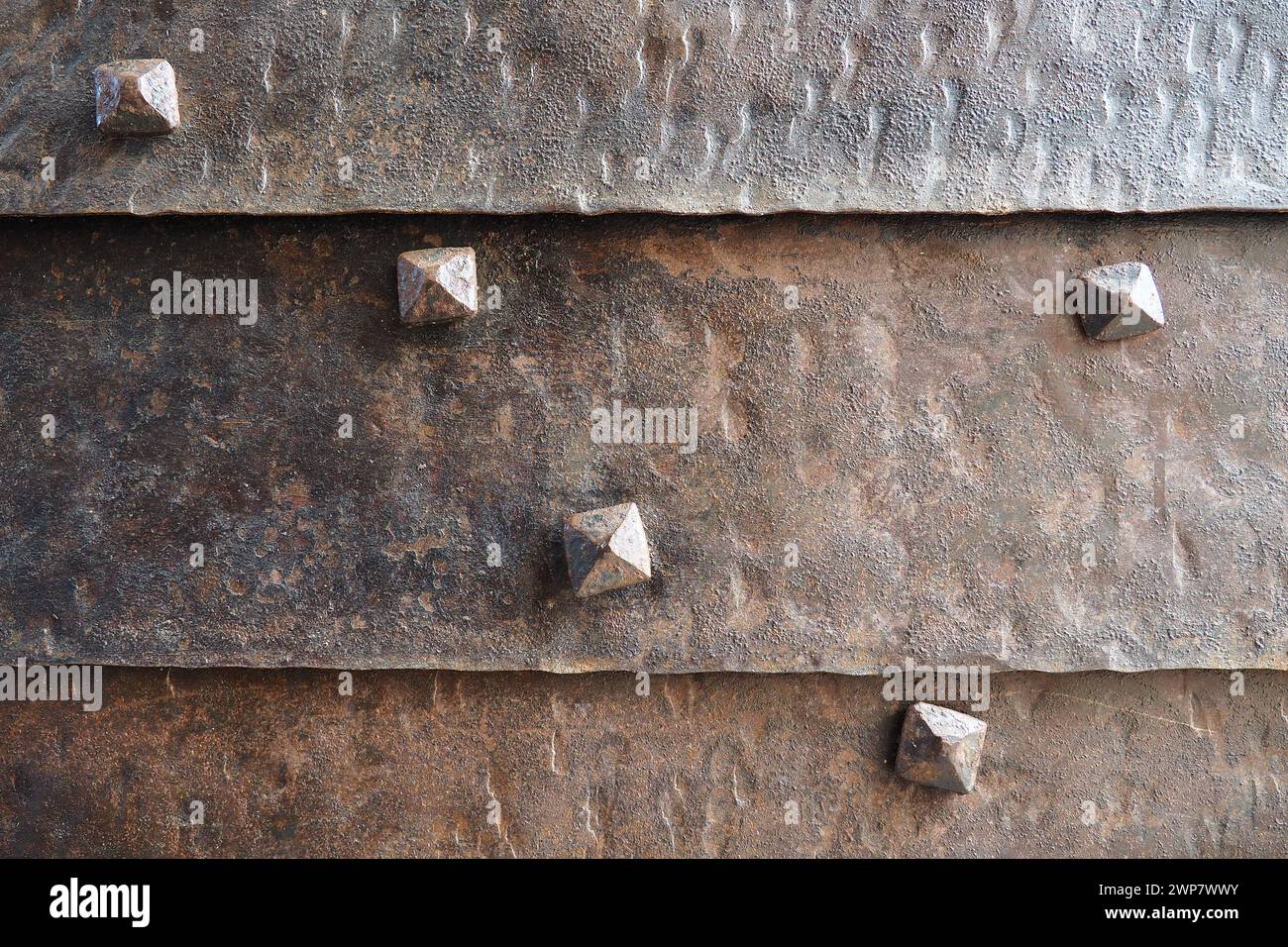 Background of metal surface from sheets with rivets, close-up. Texture ...