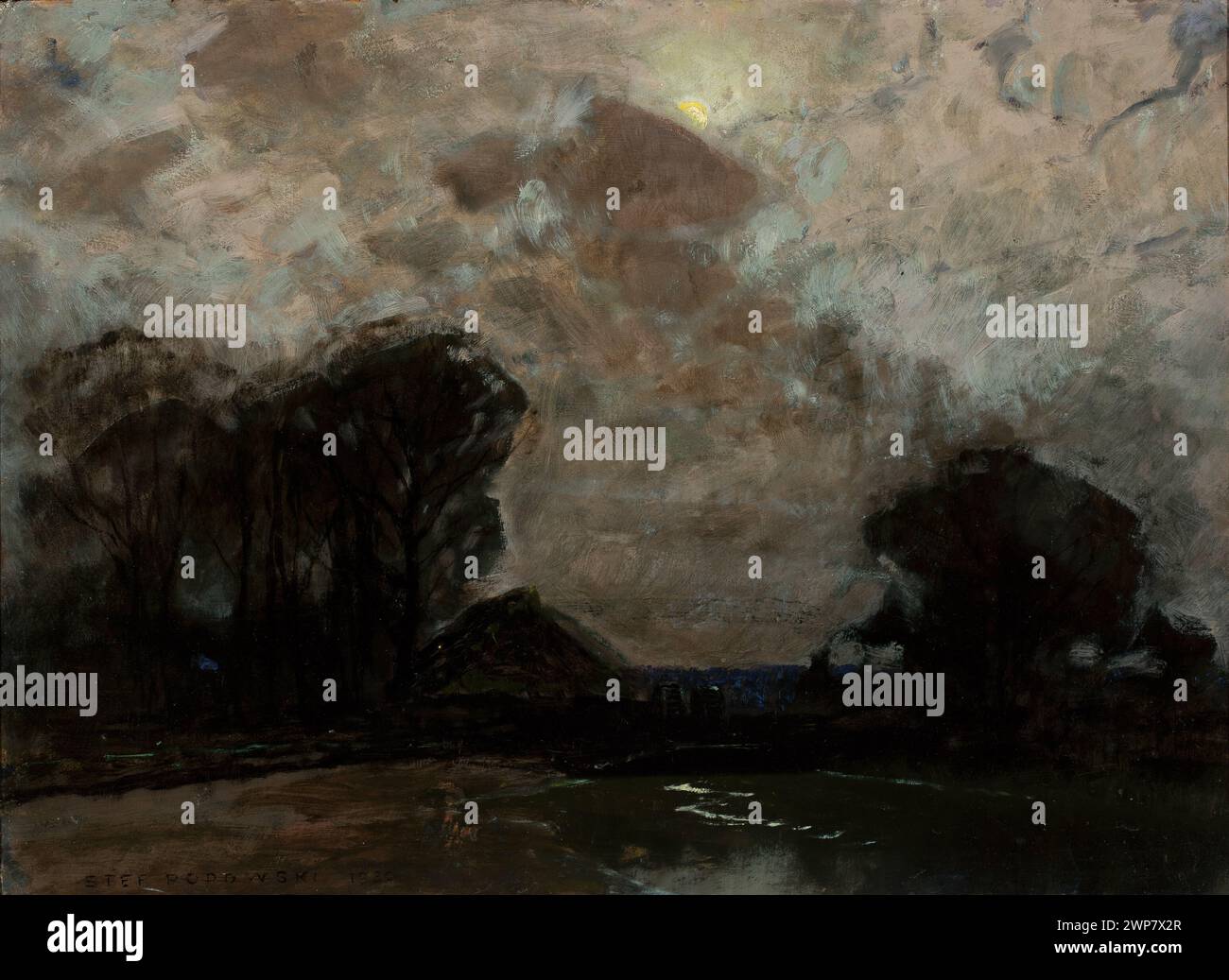 Landscape with m yn at night; Popowski, Stefan (1870-1937); 1930 (1930 ...