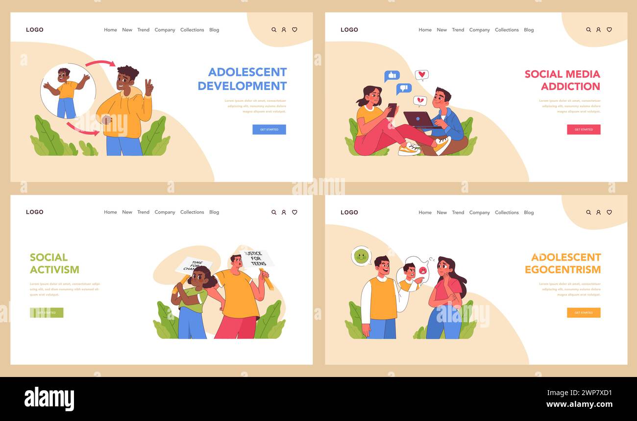 Adolescent Development concept. Illustration of teenage growth stages ...