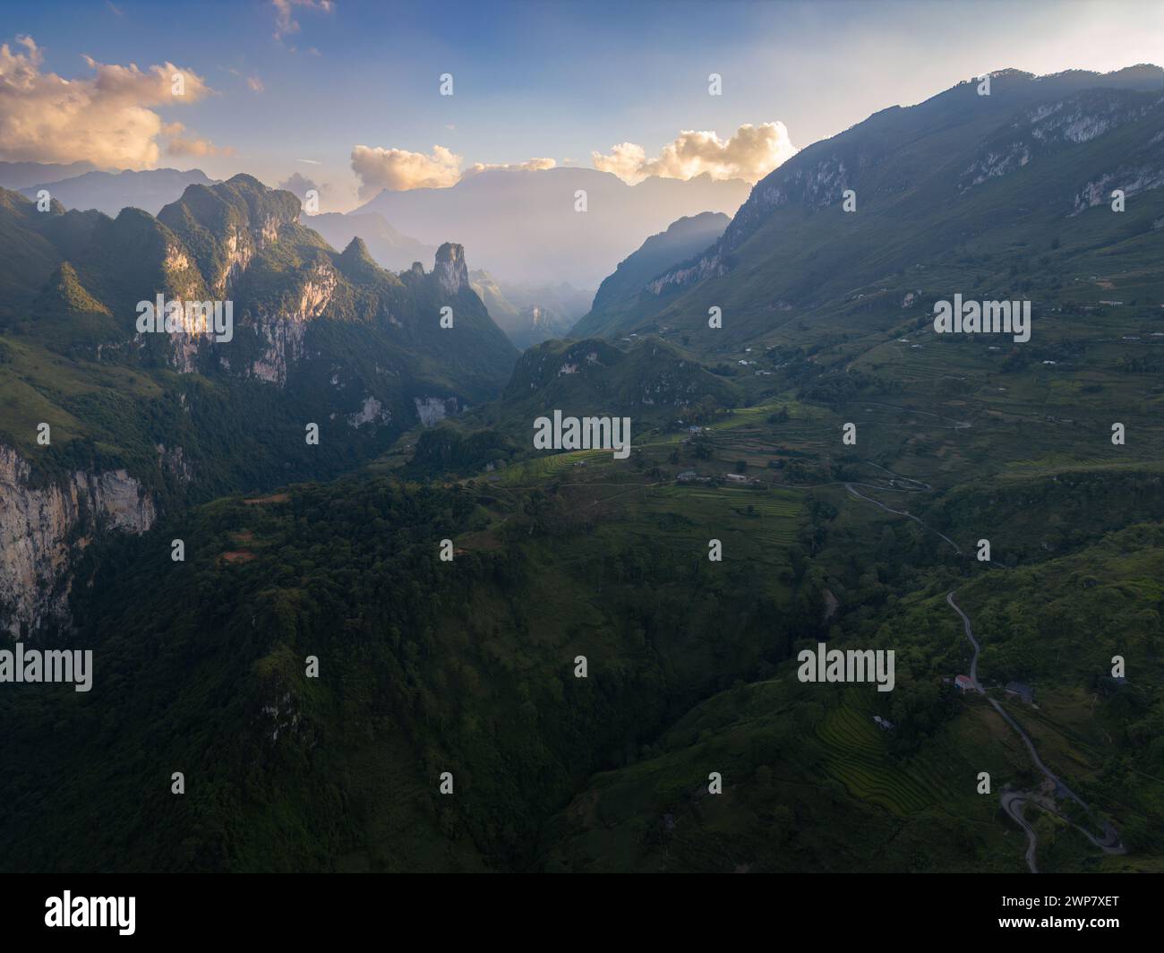 An aerial view of the Ha Giang motorbike loop in Northern Vietnam Stock ...