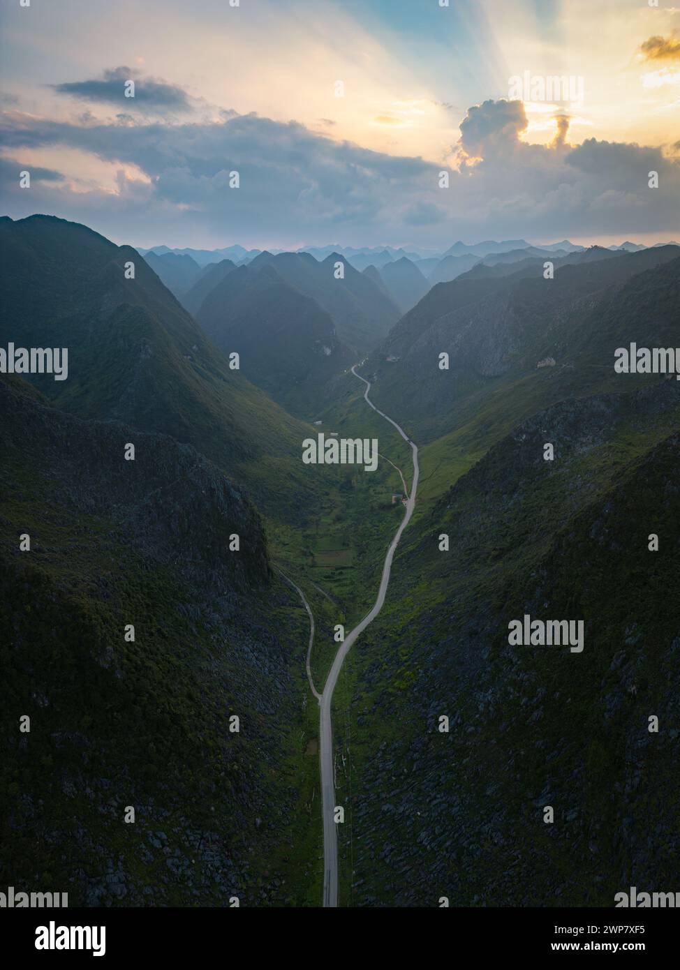 An aerial view of the Ha Giang motorbike loop in Northern Vietnam Stock ...