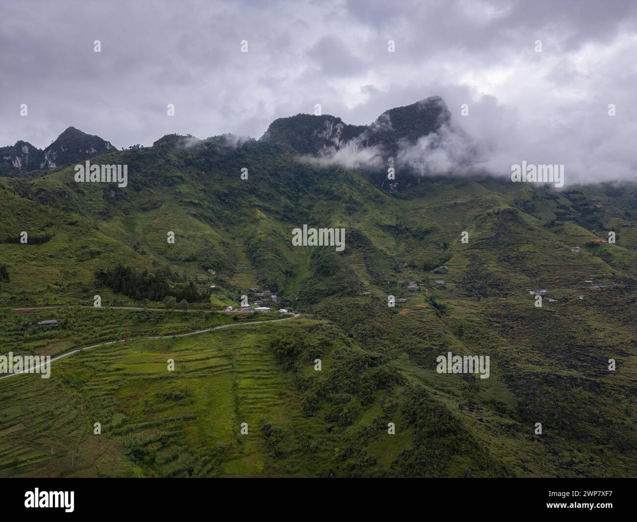An aerial view of the Ha Giang motorbike loop in Northern Vietnam Stock ...