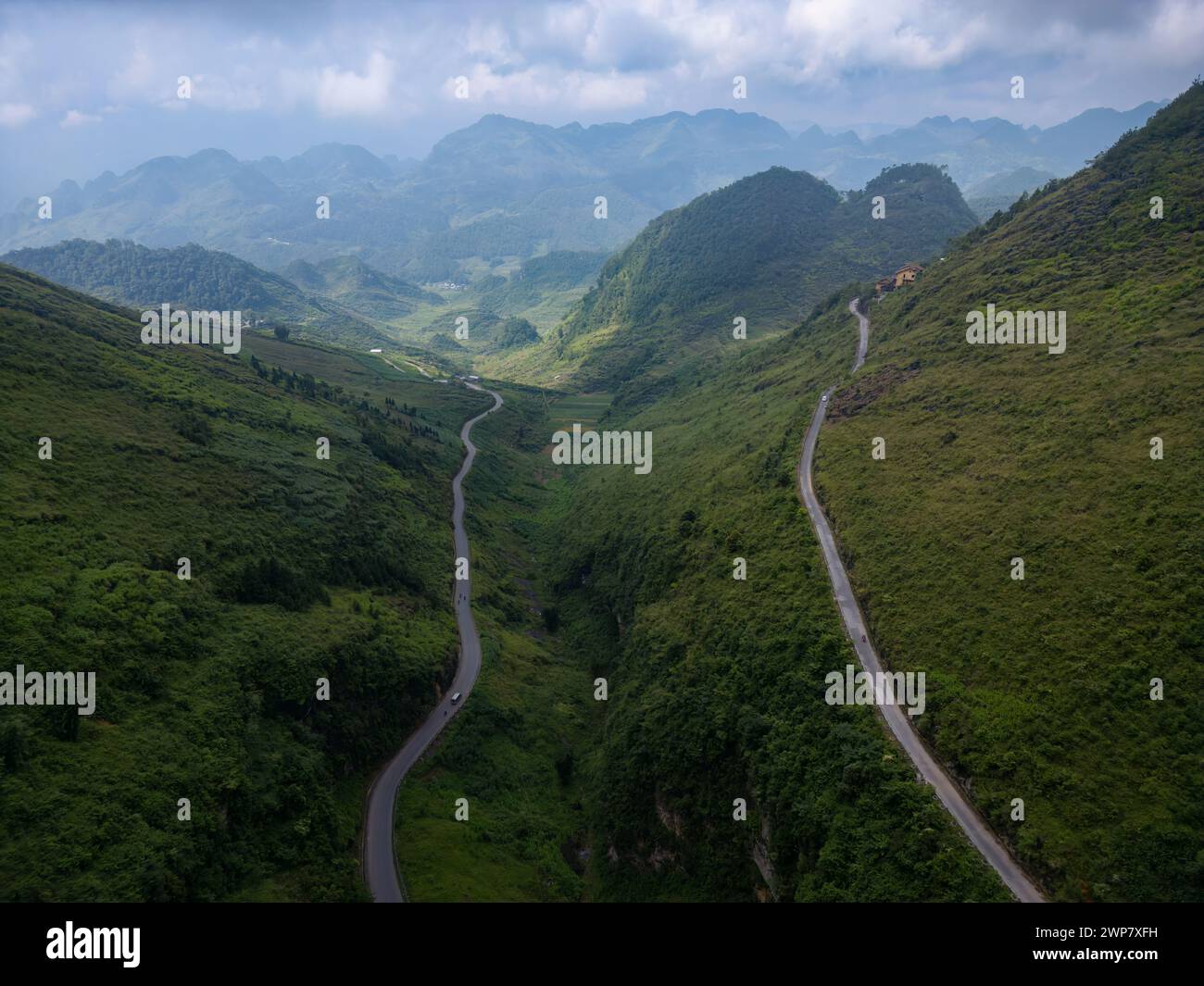 An aerial view of the Ha Giang motorbike loop in Northern Vietnam Stock ...