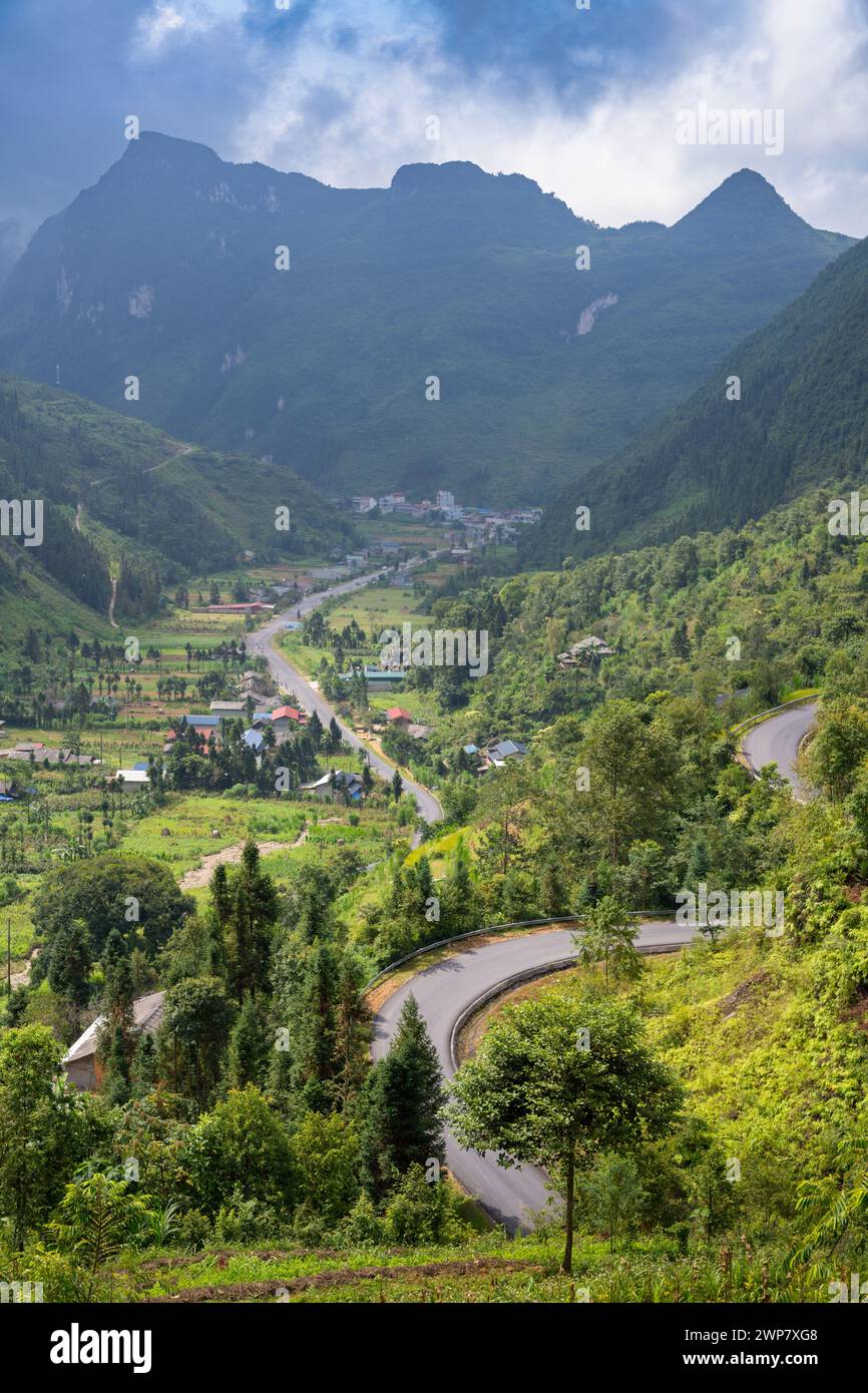 An aerial view of the Ha Giang motorbike loop in Northern Vietnam Stock ...