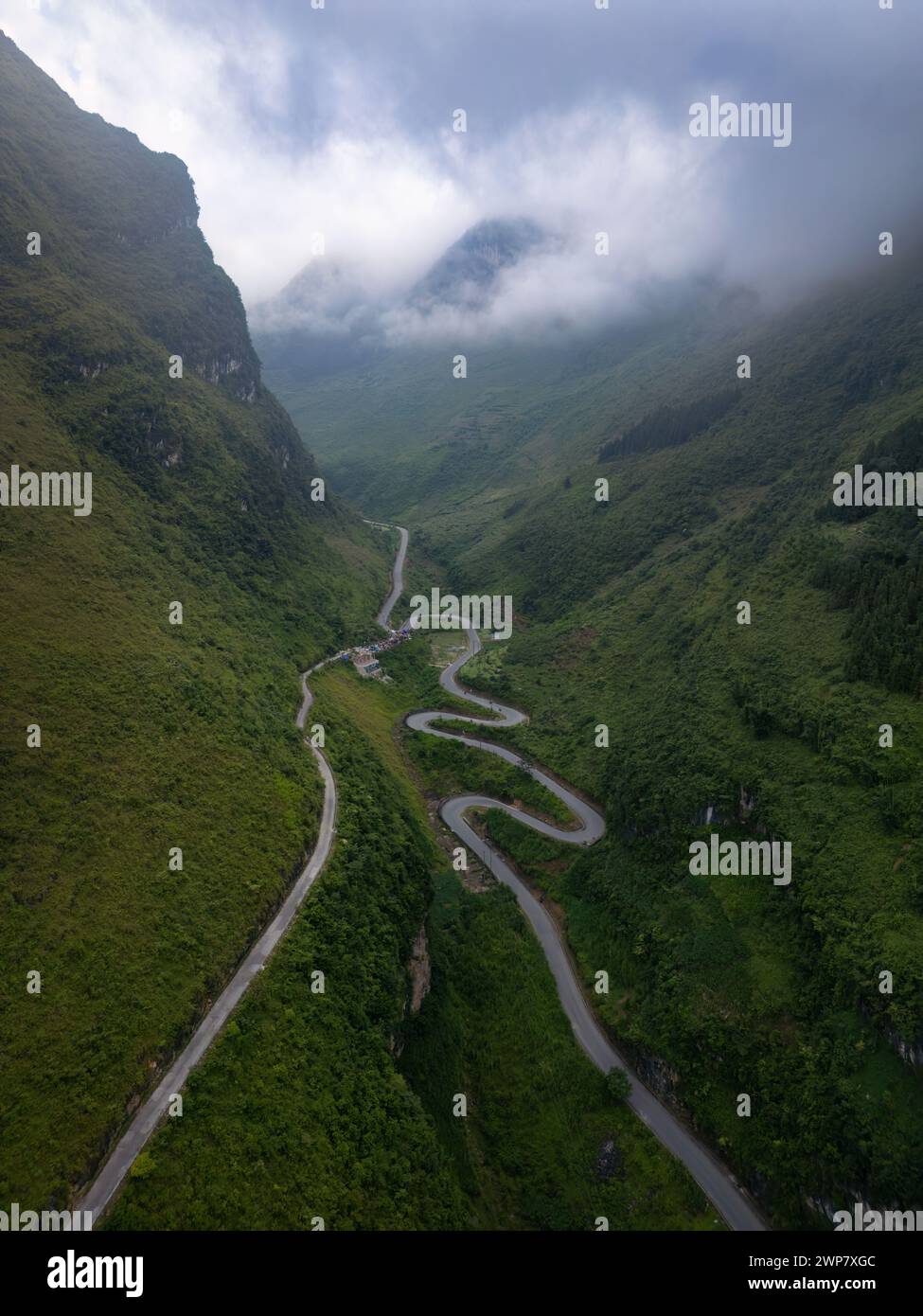 An aerial view of the Ha Giang motorbike loop in Northern Vietnam Stock ...