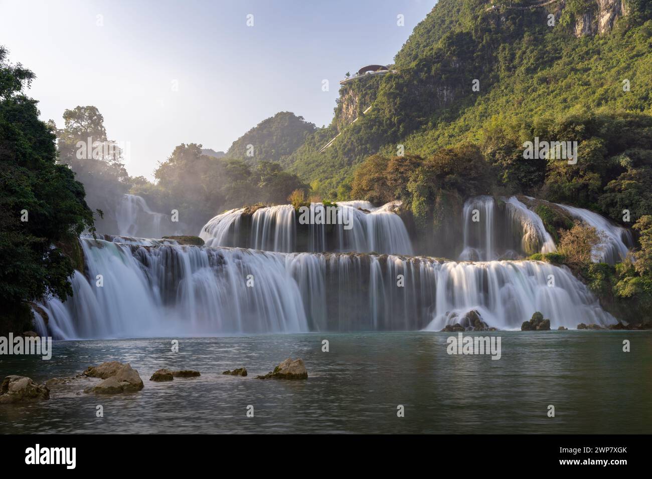 An aerial view of Ban Gioc-Detian Falls in Northern Vietnam Stock Photo ...