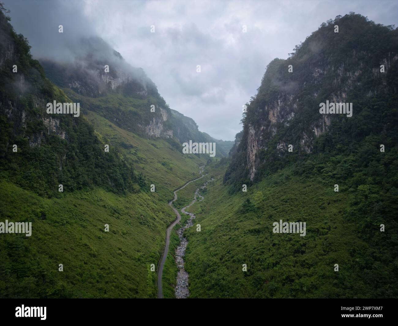 An aerial view of the Ha Giang motorbike loop in Northern Vietnam Stock ...