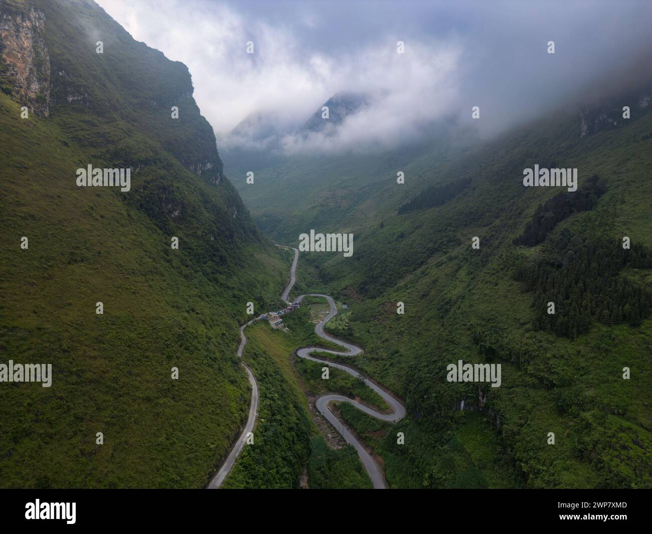 An aerial view of the Ha Giang motorbike loop in Northern Vietnam Stock ...