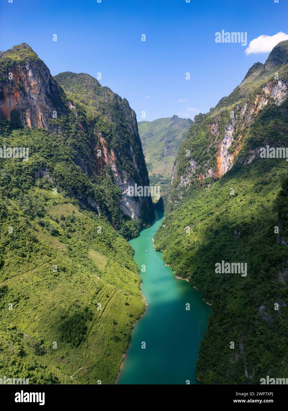 An aerial view of Nho Que River on Ha Giang loop, Vietnam Stock Photo ...