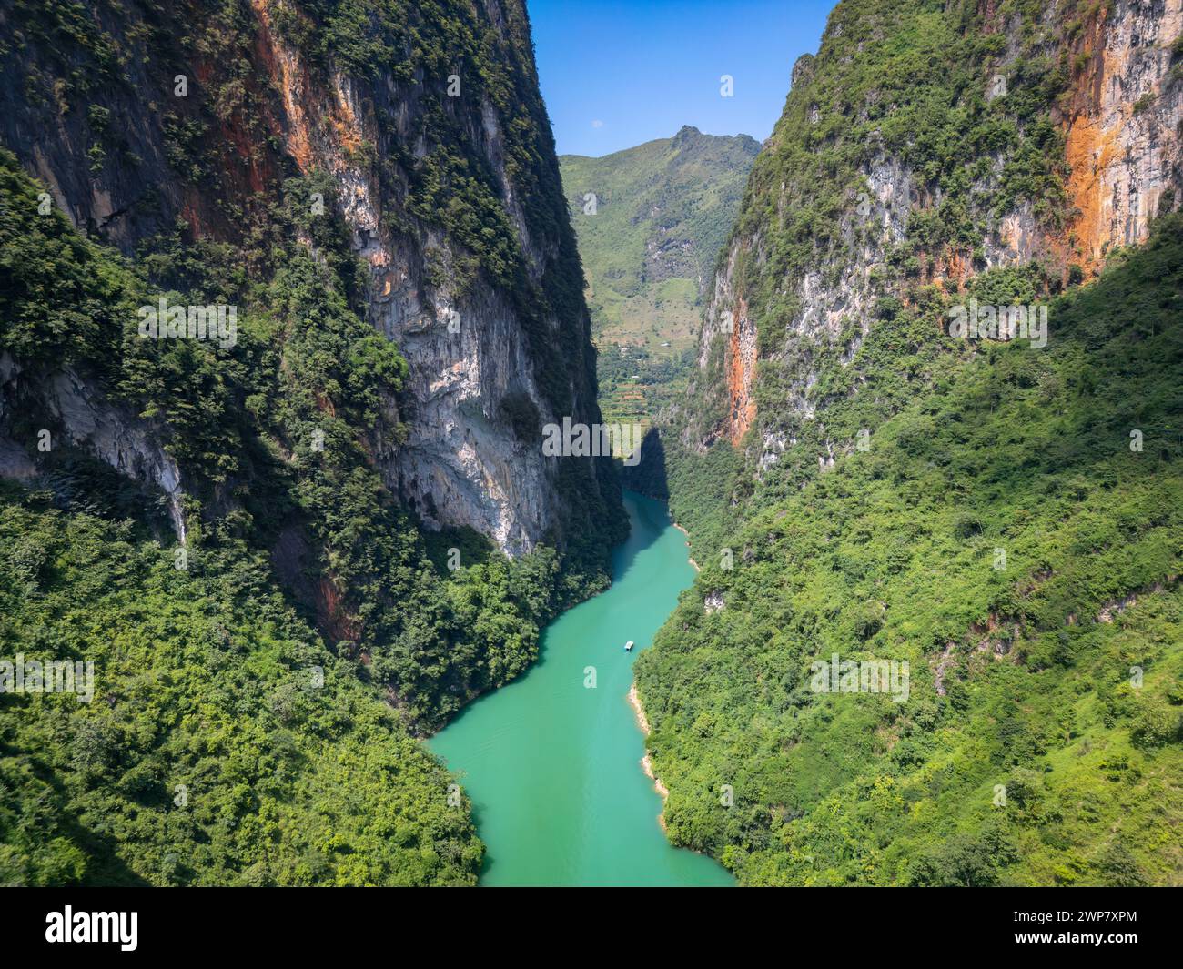 An aerial view of Nho Que River on Ha Giang loop, Vietnam Stock Photo ...