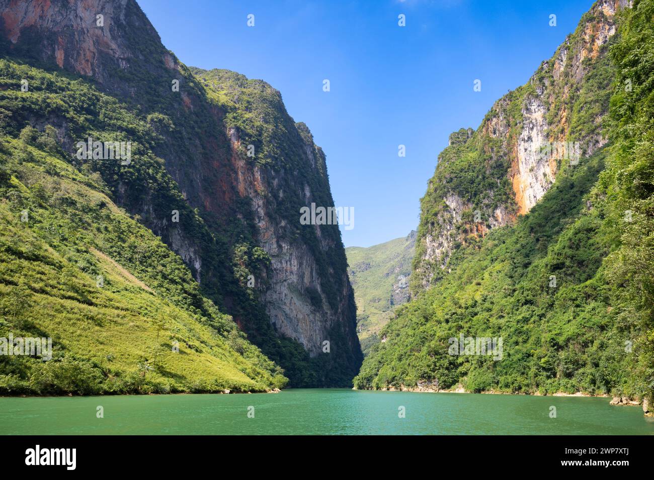 An aerial view of Nho Que River on Ha Giang loop, Vietnam Stock Photo ...