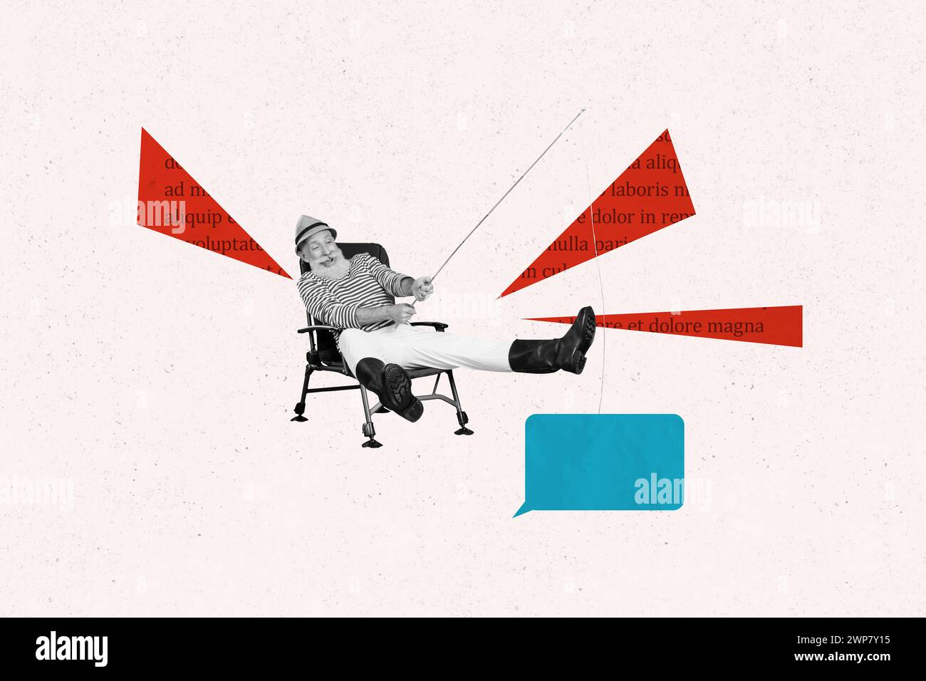 Collage creative poster image monochrome effect peaceful happy bearded ...