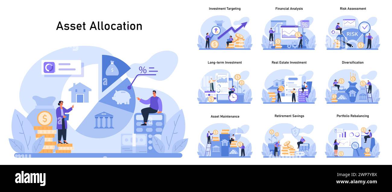 Asset Allocation set. Strategic investment planning and wealth growth. Efficient resource ...