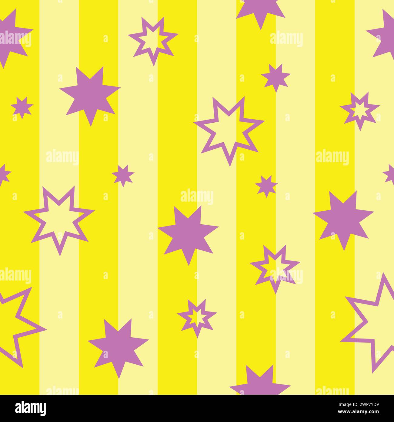 Seamless pattern with pink stars on a yellow background. Star pattern ...
