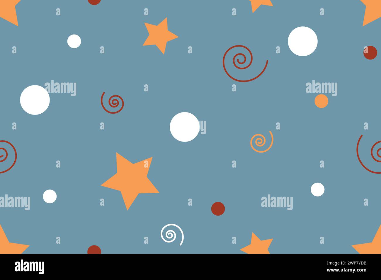 Seamless pattern with stars, dots, and spiral. Repeating pattern for ...