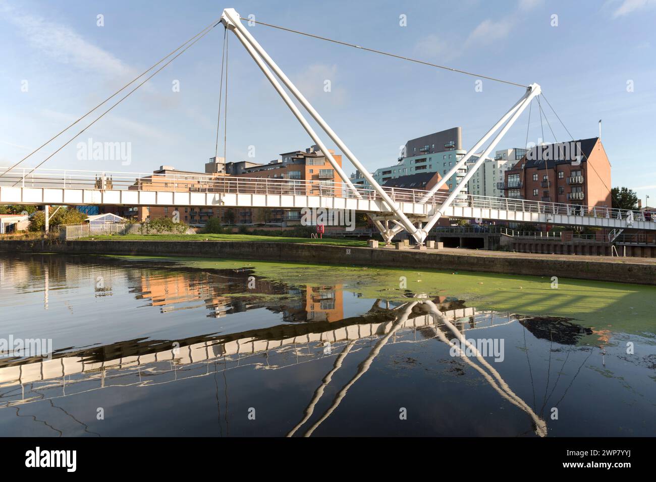 UK, Leeds, Knights Way bridge over the Rive Aire Stock Photo - Alamy