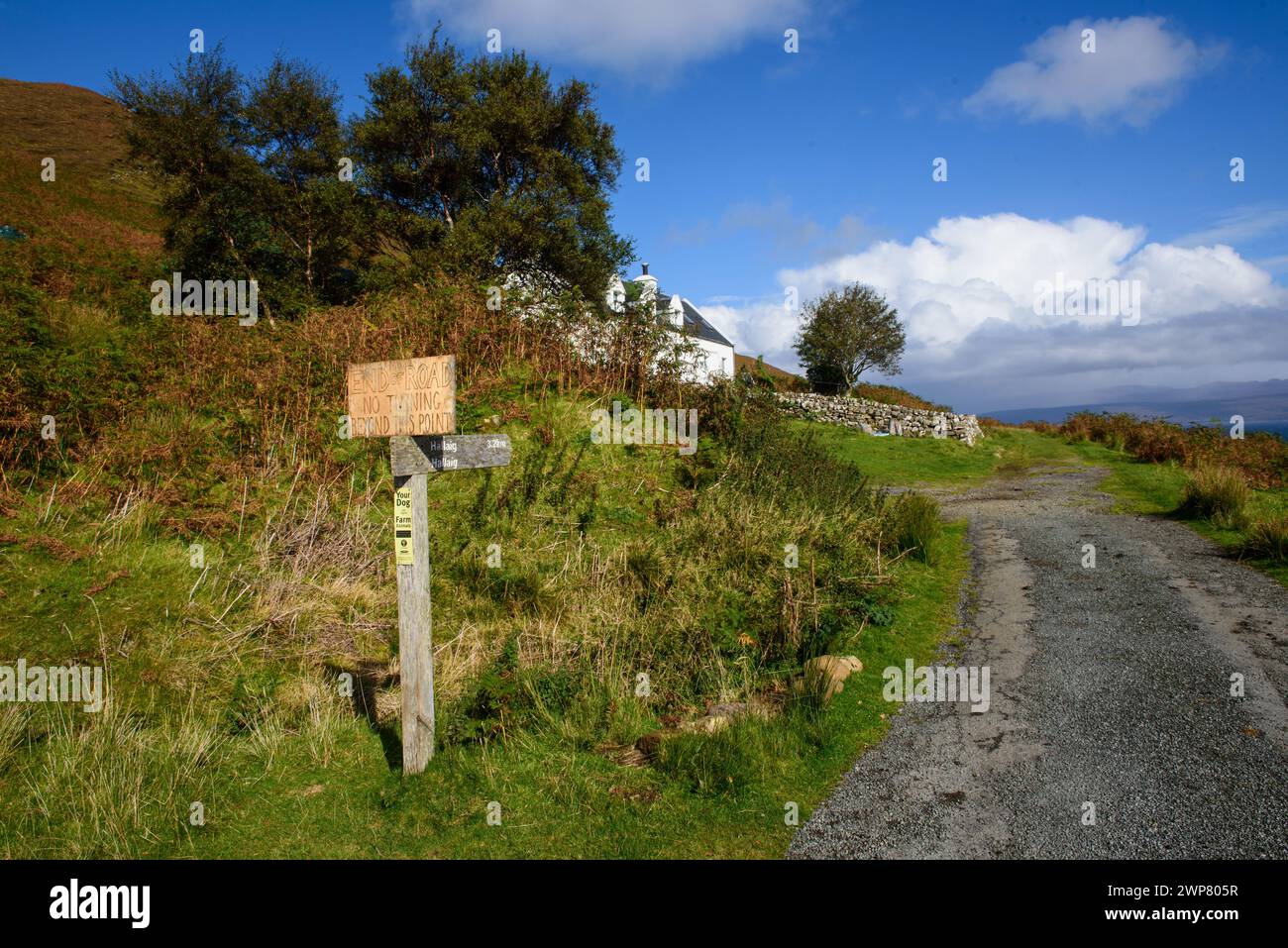 The End of the tarmac road to Hallaig at North Fearns on The Isle of ...