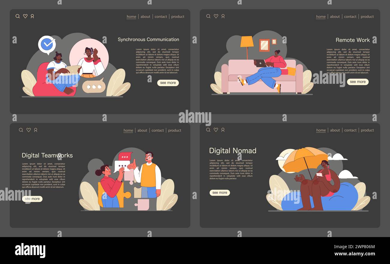 Digital Teamworks concept. Diverse virtual collaboration and management ...