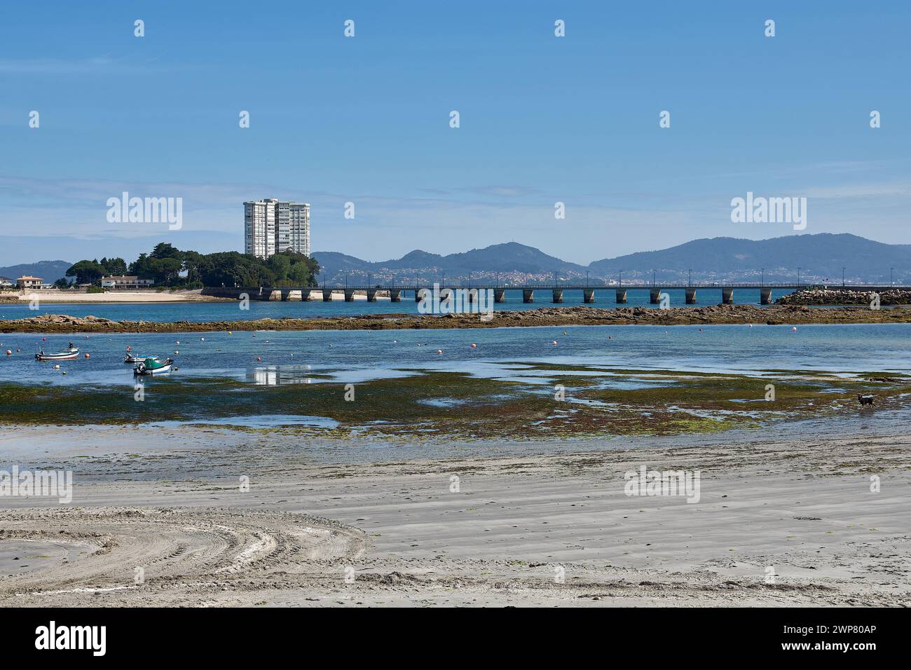 An aerial view of Toralla Island and its bridge Stock Photo - Alamy