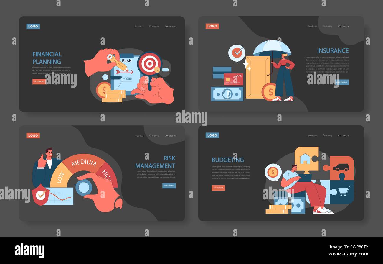 Financial planning web or landing set. Comprehensive visual guide to ...