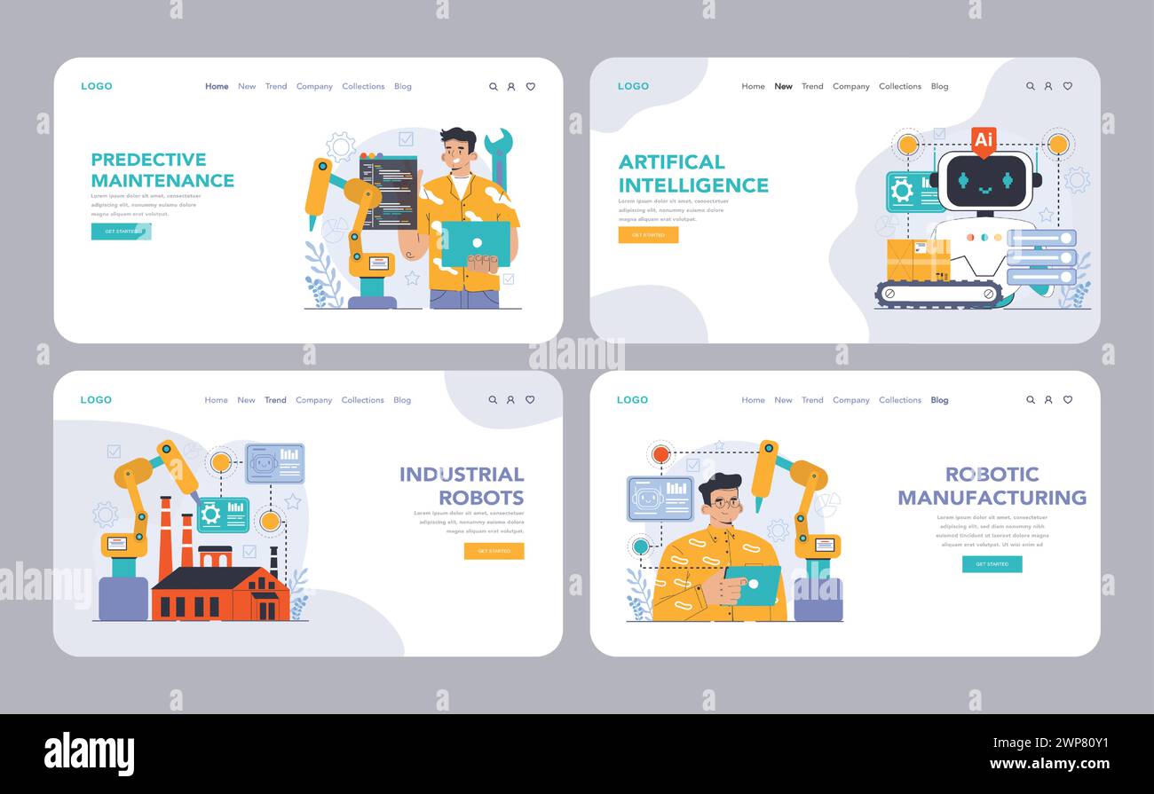 Robotic manufacture web or landing set. Automated systems or AI working ...