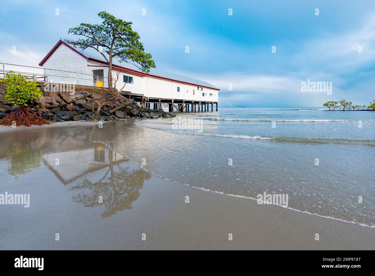 The heritage listed timber Sugar Wharf at Port Douglas, north ...