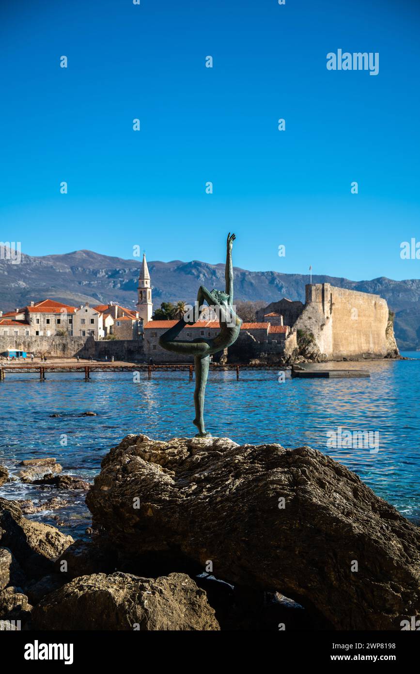 The Famous dancing girl statue in front of Budva old town Montenegro ...