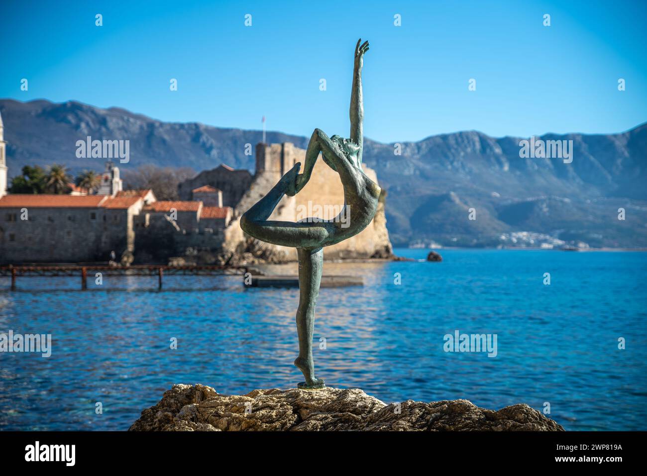 The Famous dancing girl statue in front of Budva old town Montenegro ...