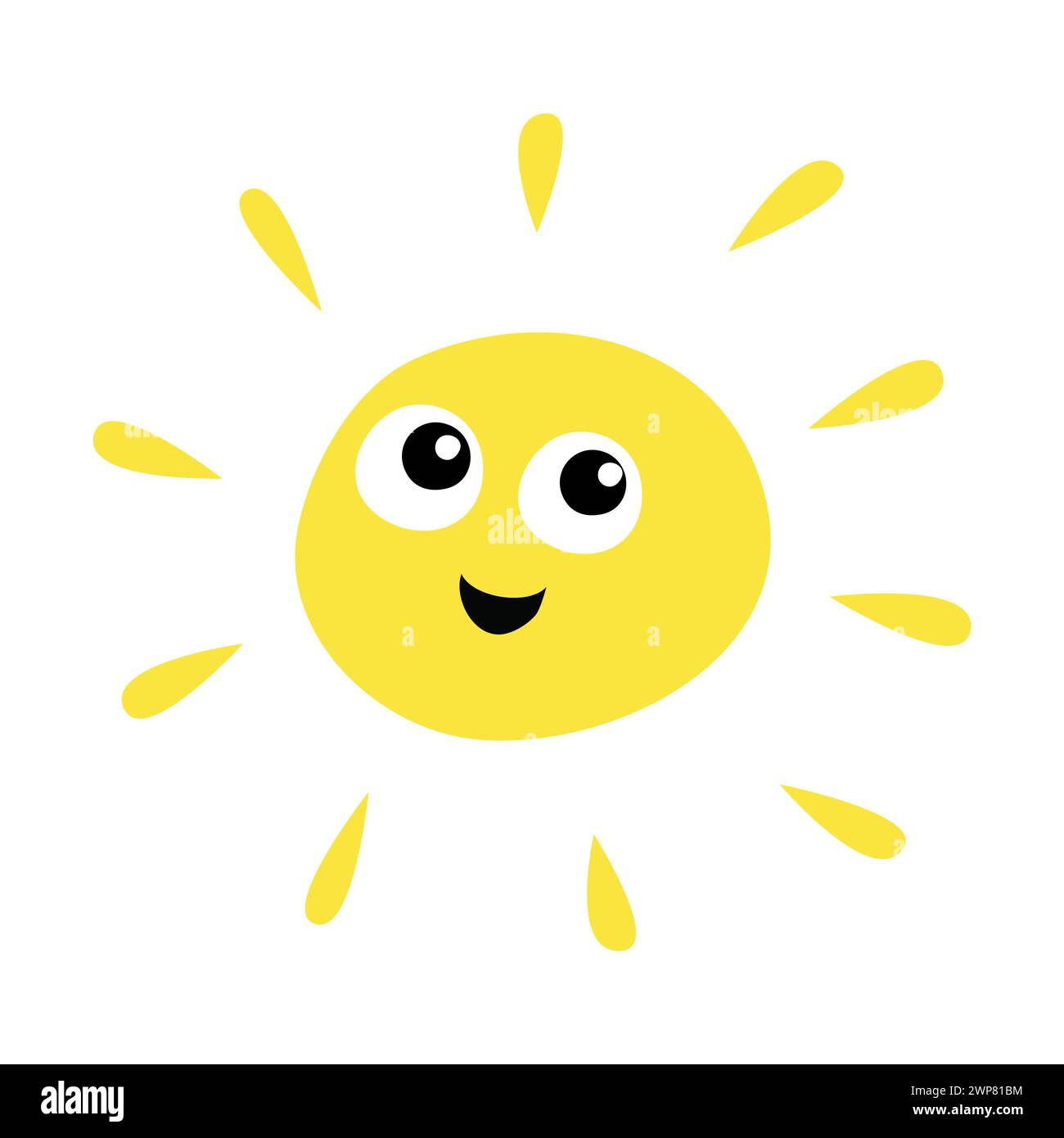 Hand Drawn Smiling Yellow Sun Vector Illustration Stock Vector Image ...