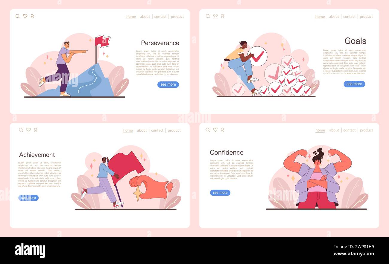 Perseverance and Determination set. Various characters embodying ...