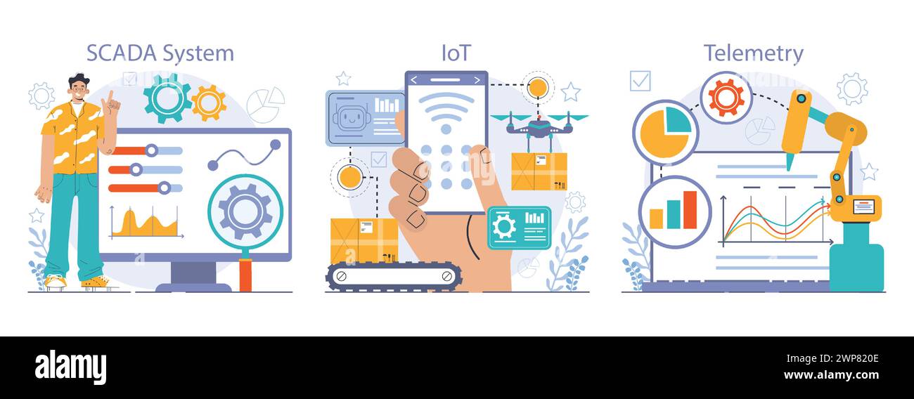 Robotic manufacture set. Automated systems or AI working for ...