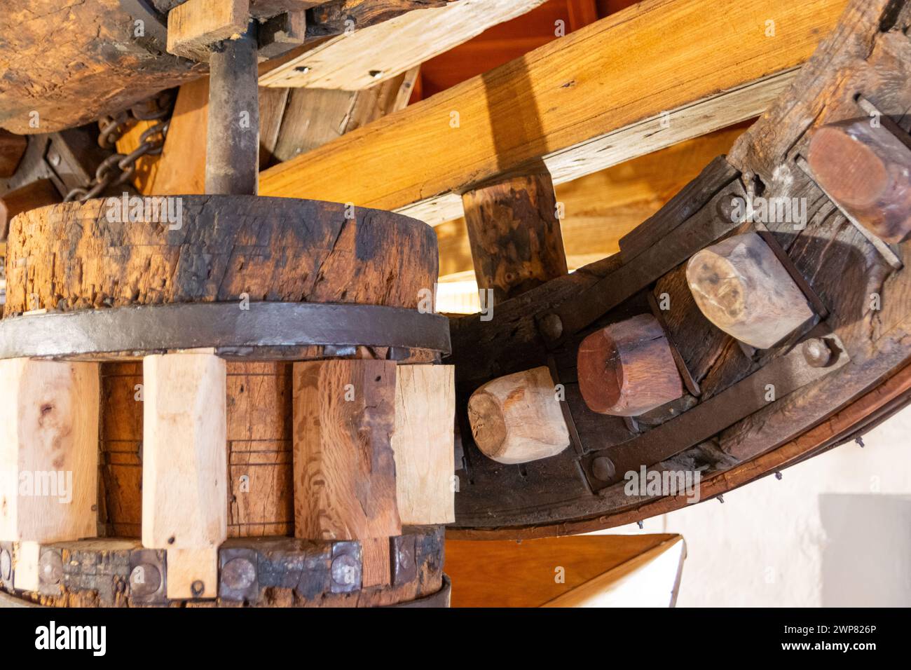 The Machinery of an old windmill from La Mancha, from the 16th century ...