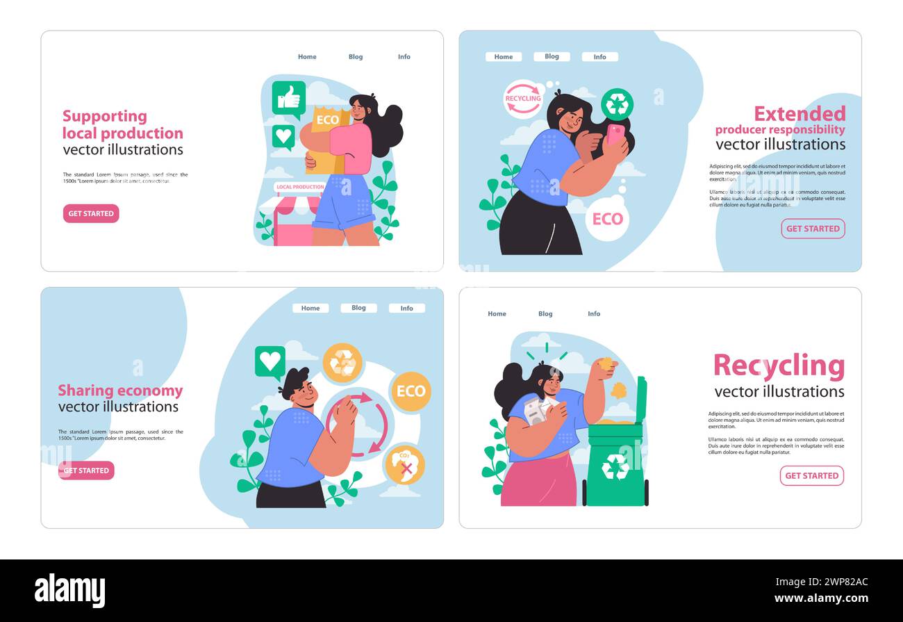 Circular economy web or landing. Includes local production support ...