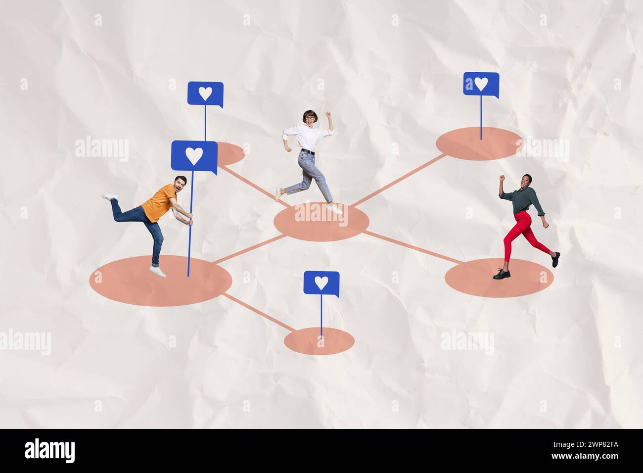 Creative 3d photo artwork graphics collage of happy smiling people ...